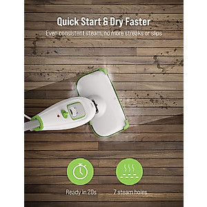 TOPPIN Steam Mop - 23ft Power Cord and 380ml Water Tank, 3 Steam Levels, Steam Mop with 2 Steam Mop Pads, Lightweight Steam Cleaner for Hardwood Floor, Marble, Laminate, Tile