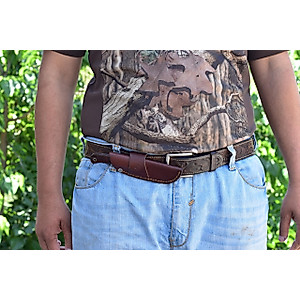 Knives Ranch 7" Fixed Blade EDC Knife with Sheath - Damascus Steel Hunting Knife - Full Tang - Rosewood Handle - Horizontal Carry Leather Sheath Snug Fit (3056-IRW)