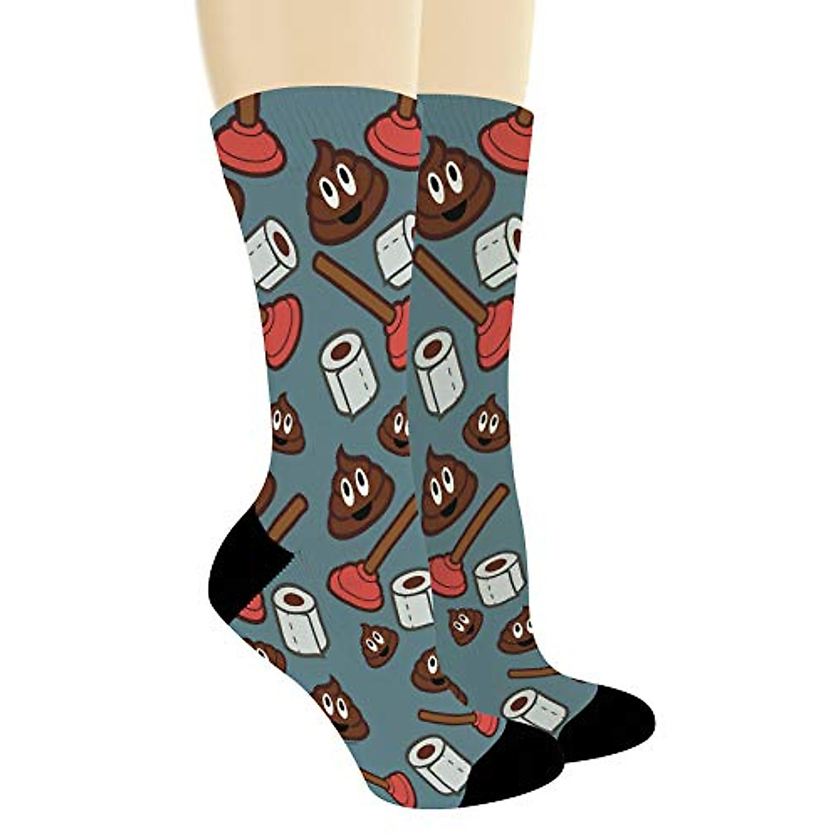 ThisWear Practical Joke Gifts for Women and Men TP and Poop Socks Funny Accessories 6-Pair Novelty Crew Socks