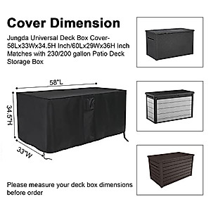 Jungda Outdoor Storage Box Cover for Keter XXL 230 Gallon Plastic Deck Storage Container Box,Waterproof Patio Storage Box Cover - 58 x 33 x 34 Inch