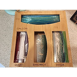 Ziplock Bag Storage Organizer and Sandwich Bag Organizer for Kitchen Drawer - Bamboo Organizer for Sandwich Bags and Ziplock Bag Holder - Plastic Baggie Storage - Zip Lock Bag Organizer