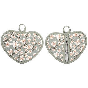 Tofficu 2pcs Pocket Pot Holders Heart Shaped Cotton Heat Resistant Kitchen Oven Potholder Hot Pads Machine Washable Oven Mitts Terry Cloth Potholders for Daily Kitchen Baking Cooking