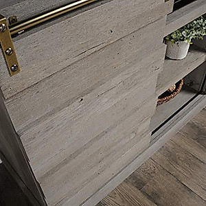 Sauder Cannery Bridge Credenza, L: 17.638" x W: 59.370" x H: 33.425", Mystic Oak finish