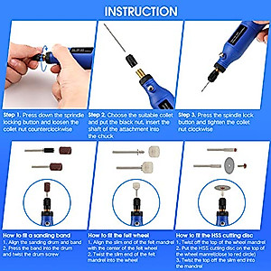 BYWOKY Cordless Rotary Tool, 3.7V Li-ion Mini Power Rotary Tool 5-Speed with 2.0 Ah Battery, Front LED Lights and 42pcs Accessories Kit for Drilling, Carving, Engraving, Sanding, Polishing and Cutting