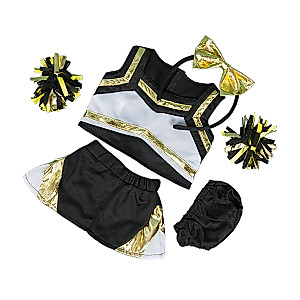 Metallic Gold & Black Cheerleader Teddy Bear Clothes Fits Most 14"-18" Build-A-Bear & Make Your Own Stuffed Animals