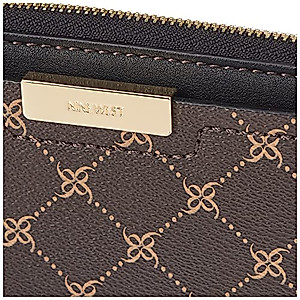 NINE WEST Lawson Zip ARND WRSTLT Wallet, Brown/Black