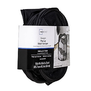 Deahun Mainstays Hexagon Pop Up Hamper - Black Mesh - Garage and Home Organizer - Laundry