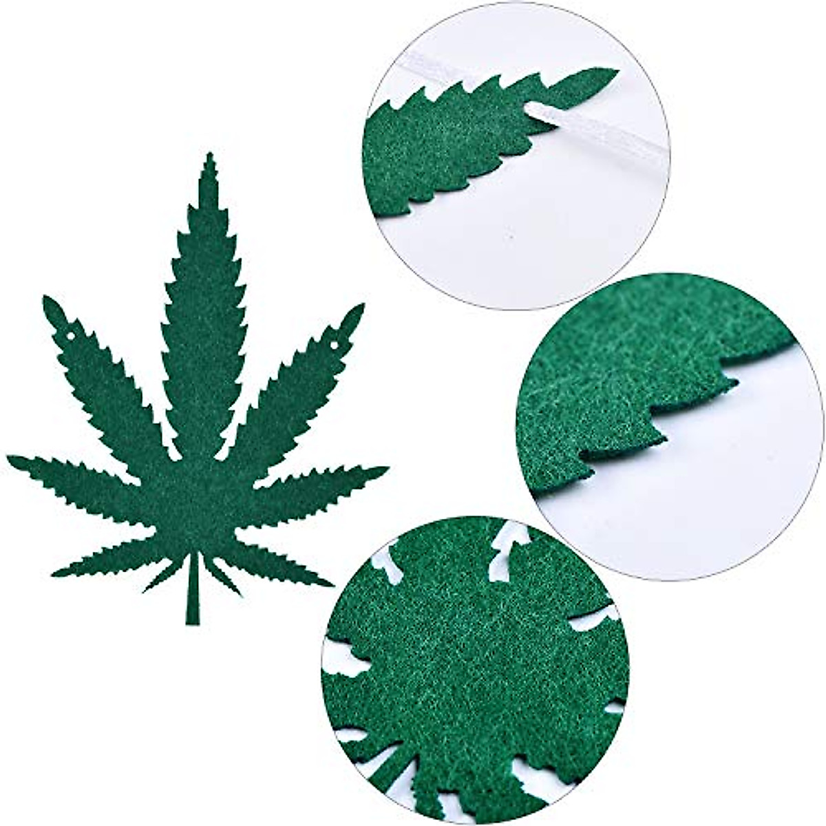 2 Pieces Pot Leaves Felt Banners Pot Leaf Weed Shaped Banners Green Weed Leaves Banner Decorations for Party Home Supplies