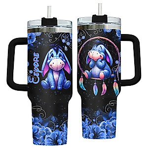 GEPOSTORE Blue Donkey 40oz Tumbler with Lid, Cute Cartoon Character Travel Cup, Birthday Gifts for Movie Lover
