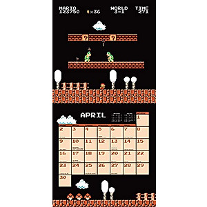 Super Mario 8-Bit Retro 2023 Wall Calendar: With 4 Bonus Die-cut Cards
