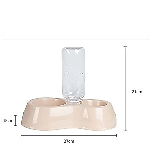 PLUT Double Dog Cat Bowls, Pet Feeder Food and Water Bowl Set with Automatic Water Dispenser Bottle, Pet Feeder Bowl for Dog Cat Eating Drinking(Blue)