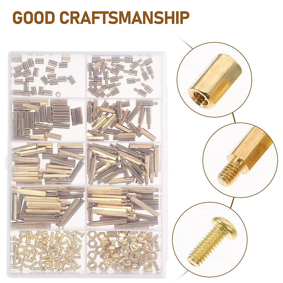 DOITOOL 1 Set Hexagonal Copper Column Hardware Assortment Kit Wall Mount Holder Stand Off Wall Mounts Metric Screw Assortment Kit Ceiling Fan Mount Hex Standoffs M2 Laptop Pillar