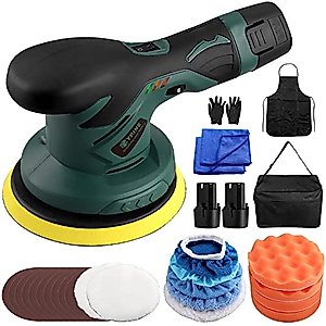EYPINS Car Polishers and Buffer,6" Cordless Car Polisher for Car Waxing and Polishing,Rechargeable,Random Orbital DA Polisher Buffer,6-level Variable Speed,25Pcs Buffer Polisher Machine Kit