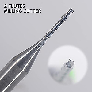 CNC Router Bits,Spiral UP Cut Router Bit, 1/4 inch Shank ,1/16 inch Cuting Diameter ,2 Flute Plunge CNC End Mill for Plywood,MDF Pack of 2