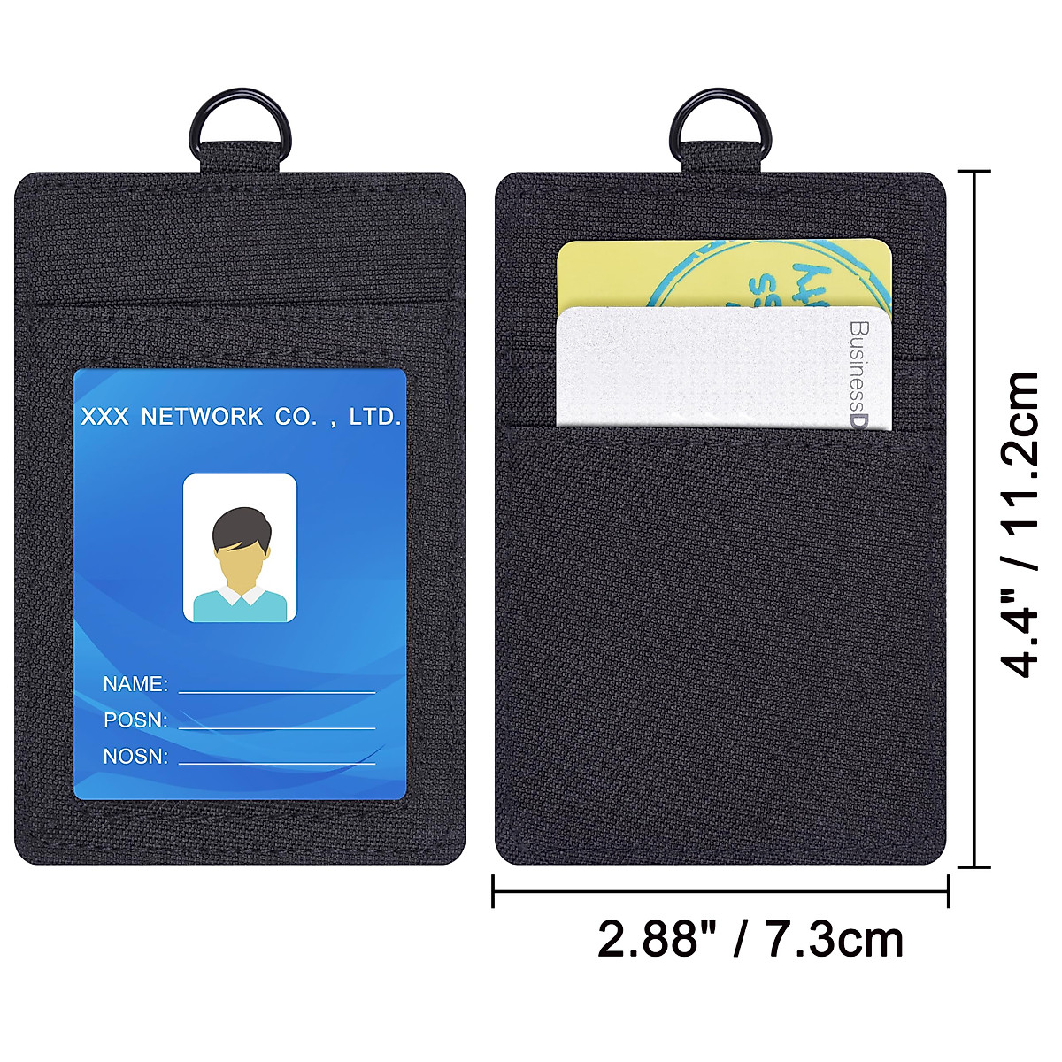 ID Badge Holder, Wisdompro Durable 23 inch Heavy Duty Lanyard with ID Holder, Safety Breakaway Detachable Buckle, Swivel Metal Hook, 1 Clear ID Window & 2 Credit Card Slot - Vertical Black