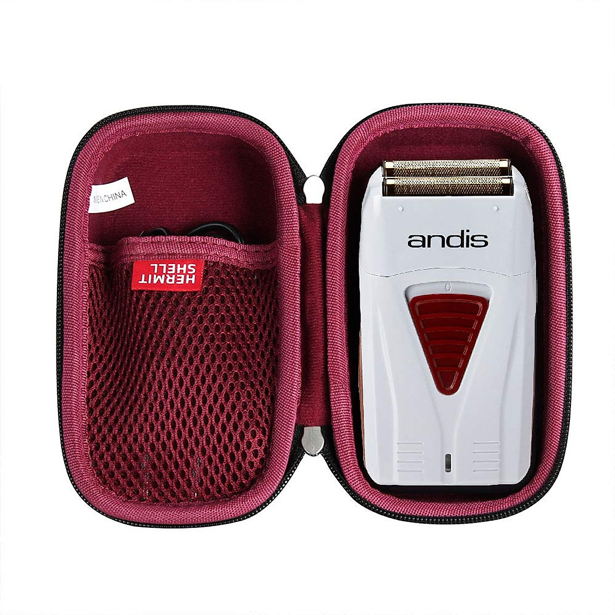 Hermitshell Hard Travel Case for Andis 17150 Pro Foil Lithium Titanium Foil Shaver (Outer Black and Inner Red)