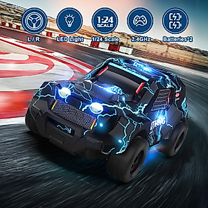 Remote Control Car for Boys 4-7, Off Road Mini RC Car for Kids, Cool Light Up 1/24 Scale Hobby RC Cars Truck Race Car Toy Christmas Birthday Gifts for 3 4 5 6 7 8 Years Old Boys