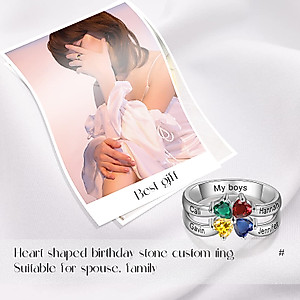 Lam Hub Fong Personalized Four Leaf Clover Mother's Ring with 4 Names & Birthstones for 4 Women BFF Sisters Rings for Her Mother's Day Rings for Mom (8)