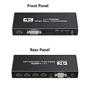 2024 Multi-Screen Splicing Display Matrix 4K 2x2 Video Wall Controller HDMI/DVI Input Video Wall Processor with Remote Control for 4 TV Splicing