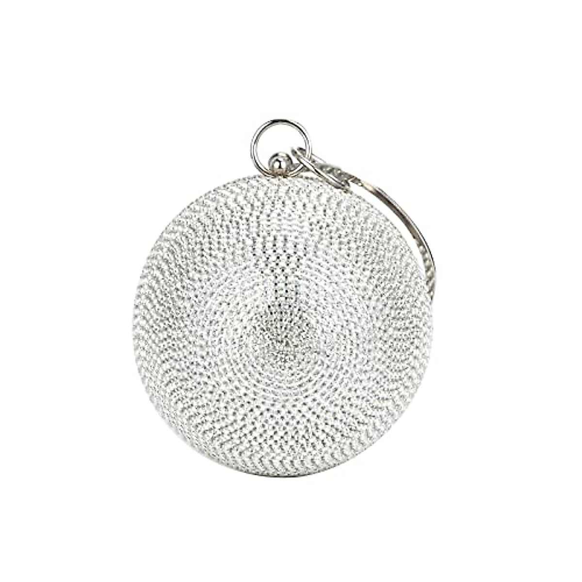 GripIt Women's Evening Round Ball Bag Diamond Clutch Purse Glitter Party Wedding Handbag with Chain,Silver