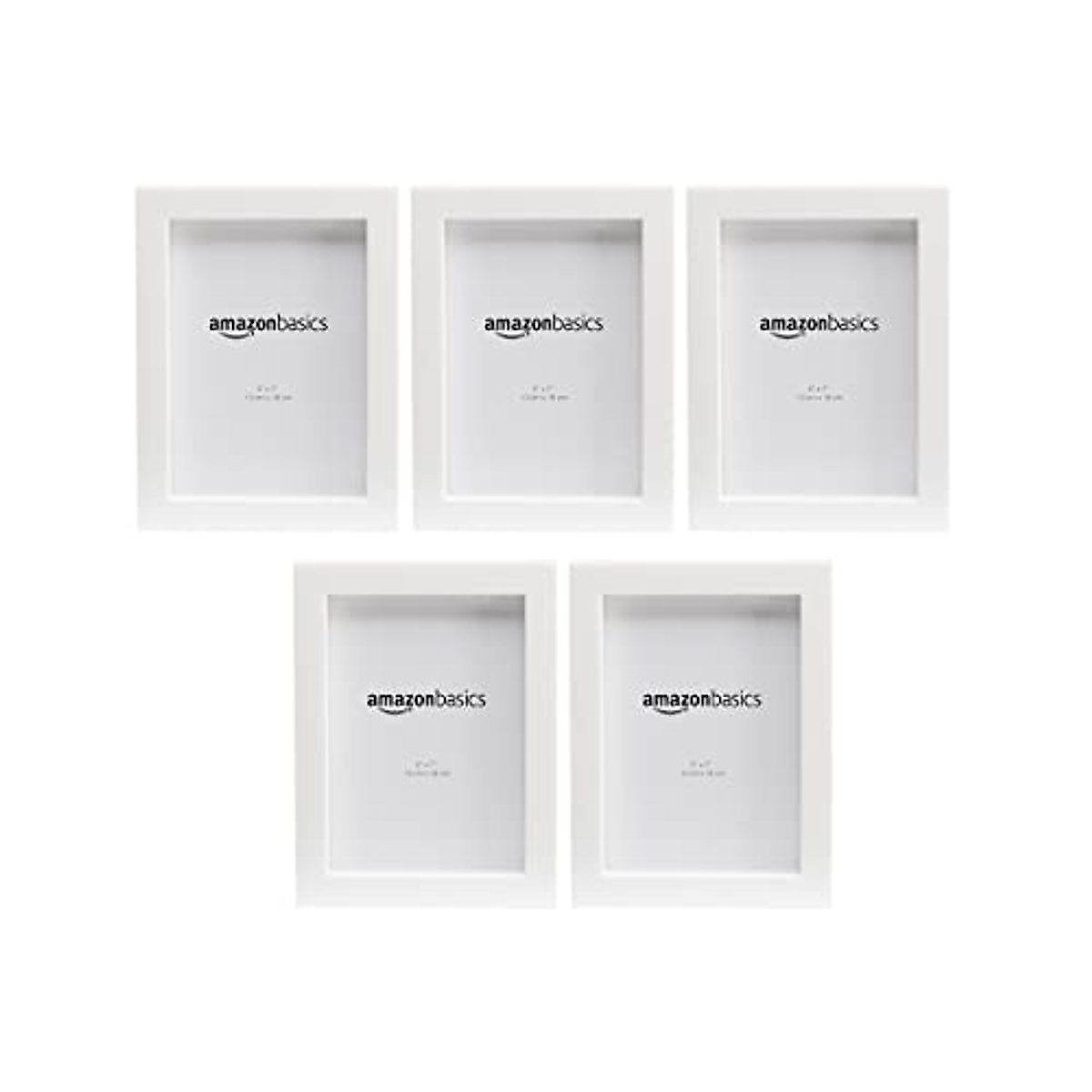 Amazon Basics Photo Picture Rectangular Frame, 5" x 7", White, Pack of 5