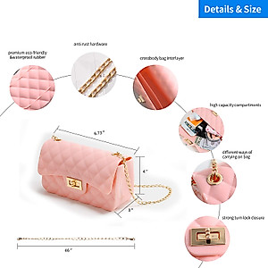ONLVAN Summer Jelly Crossbody Bag Purse，Fashion Ladies Shoulder Bag, Candy Color Jelly Handbags for Women Girls (Pink)