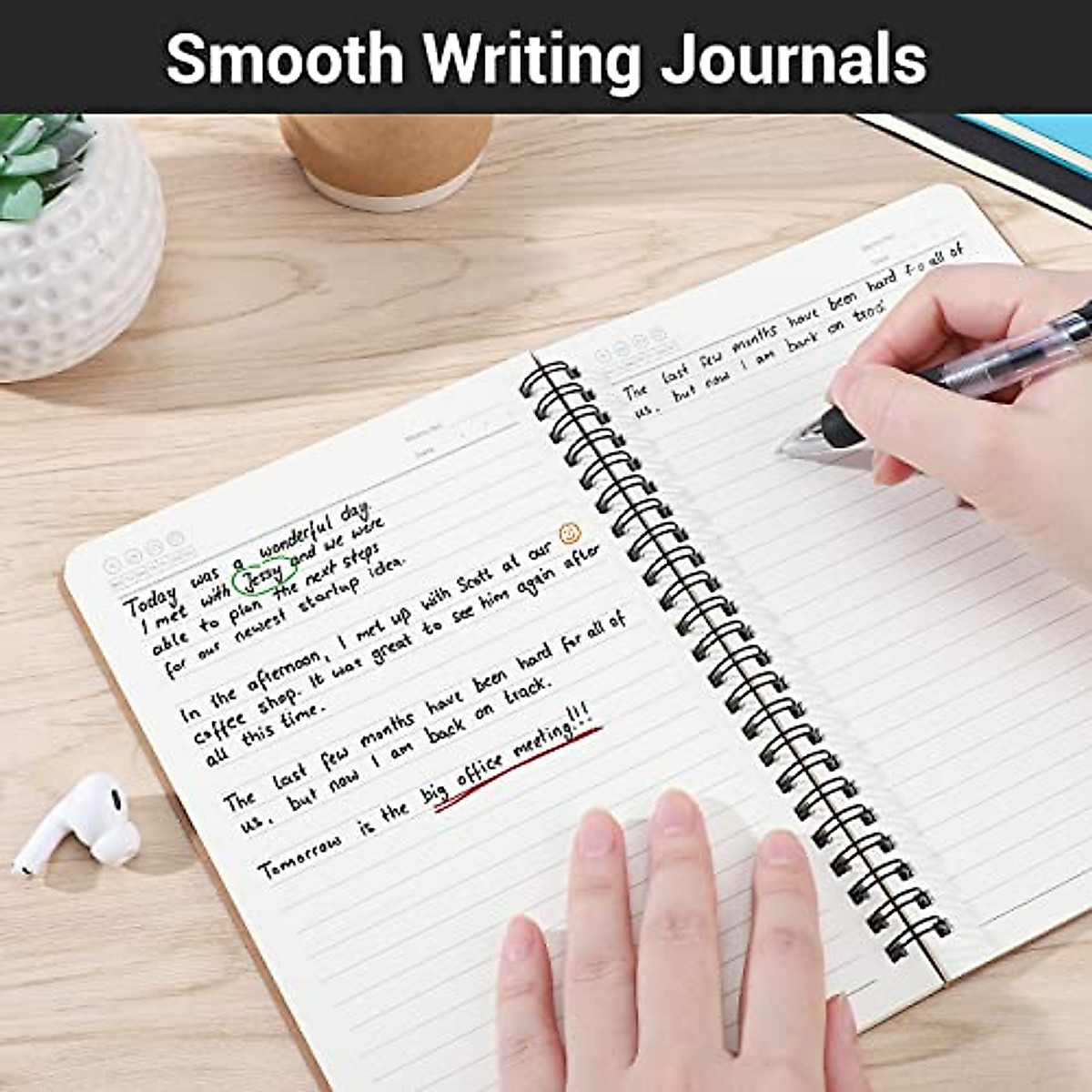 EUSOAR Hardcover College Ruled Spiral Notebooks, A5 3Packs 5.5"x8.3" 120 Pages Lined Travel Writing Subject Notebooks Journal, Memo Notepad Sketchbook, School Office Business Diary Spiral Book Journal