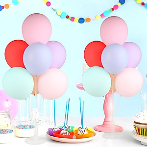 4 Set Balloon Stands for Table, Balloon Sticks with Base Balloon Centerpiece Stand Kit with 28 pcs Balloons for Birthday Wedding Baby Shower Graduation Party Decorations