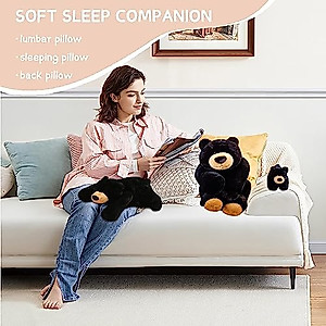 GHTMONY Black Bear Stuffed Animals, Bear Plushies Stuffed Animal Throw Pillows, Cute Plush Toy Body Pillow Gifts for Boy Girl Kids and Adults