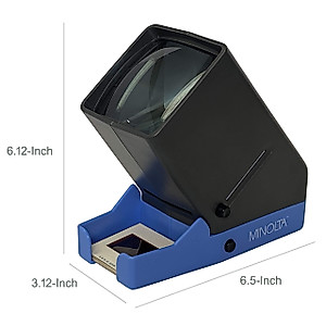 MINOLTA 35mm Desk Top Portable LED Slide and Negative Viewer Luminated 3X Magnify – for 2"x2" Slides & Positive Negatives - Worldwide AC Adapter & Plugs, Battery Operation & Cloth