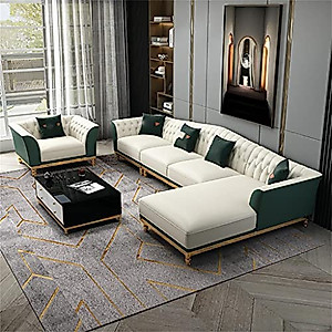 SXNBH Sofa Postmodern Living Room Corner Combination Size Apartment Villa Leather Sofa