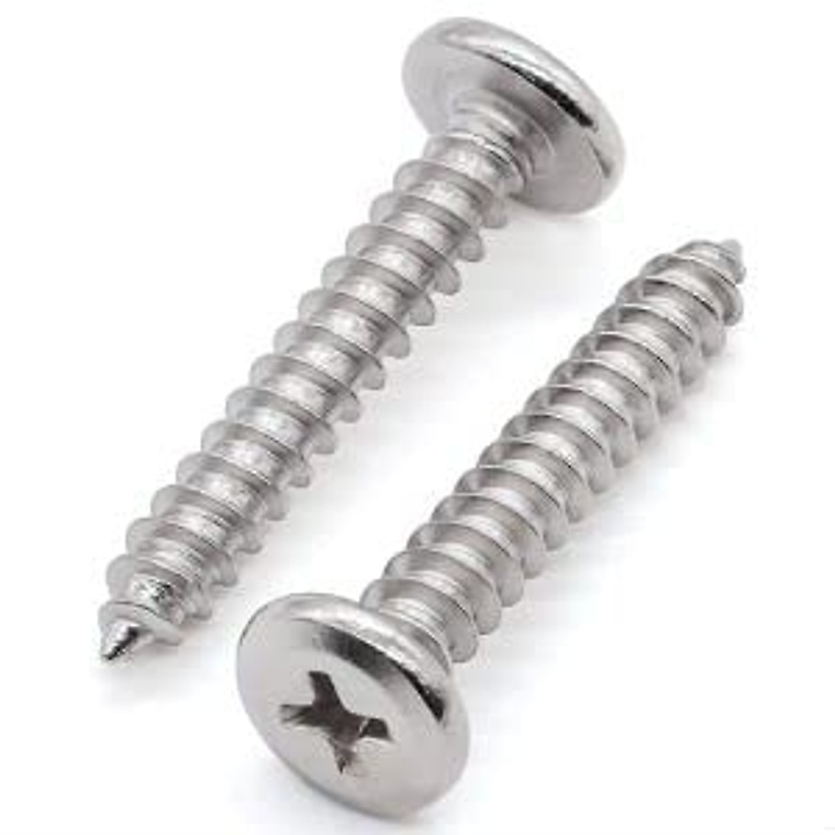 Glvaner M4 x 16mm (100 pcs) Stainless Steel Flat Round Head Phillips Drive Self Tapping Screws, 304 Stainless Steel 18-8, Sheet Metal Screws, Wood Screws