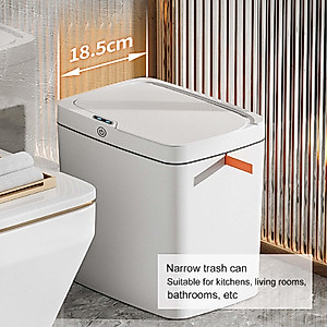 Automatic Trash Can, Smart Plastics Touchless Garbage Can, 4/4.75 Gallon Smart Trash Bin, Self Sealing Motion Sensor Bins for Kitchen, Office, Living Room, Toilet (White,15L)
