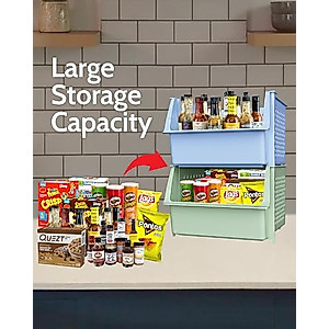 Skywin Plastic Stackable Storage Bins for Pantry - 2 Pack Stackable Bins For Organizing Food, Kitchen, and Bathroom Essentials (Multi)