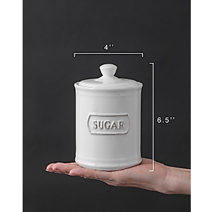 Relief Rectangle TAWCHES Ceramic Canisters Sets For The Kitchen Canisters For Countertop Set of 3 Airtight Coffee Canisters For Ground Coffee Sugar Container Tea Storage Jars With Lids Farmhouse Decor