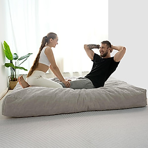 MAXYOYO Giant Bean Bag Chair Bed for Adults, Convertible Beanbag Folds from Lazy Chair to Floor Mattress Bed, Large Floor Sofa Couch, Big Sofa Bed, High-Density Foam Filling, Machine Washable