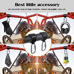 UNIGT 2 Pack UTV Hook for Hanging Headsets, Helmet and Goggles, Multipurpose Carabiners for Electric Scooter Owner Fits 1.5-2.0" SXS Roll Cage Accessory Hook Hanger- Black
