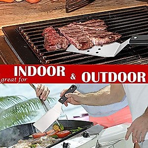 HaSteeL Metal Spatulas, Stainless Steel Griddle Spatula Tools with Riveted Handle, Heavy Duty Burger Turner for Teppanyaki BBQ Flat Top Hibachi Cast Iron Grilling Cooking, Dishwasher Safe - (2Packs)