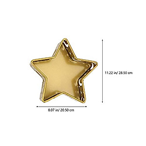 VALICLUD 2pcs Iron Serving Tray Plate Eid Islam Moon and Star Shaped Platter Pastry Dessert Tray for Home Ramadan Mubarak Party Decor Supplies (Golden)
