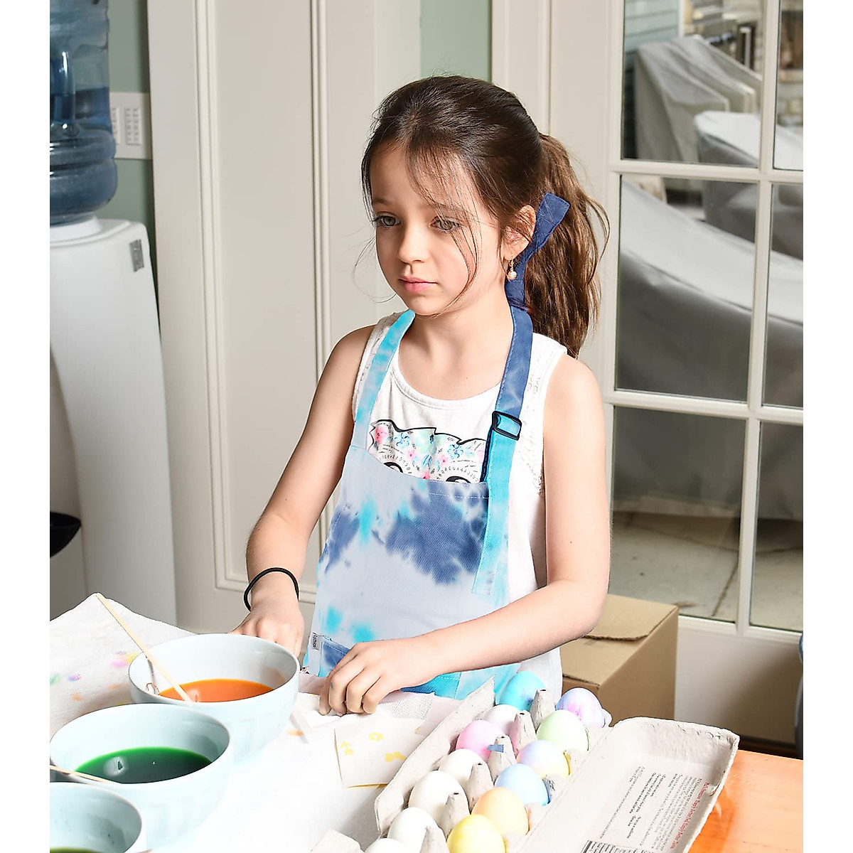 Lyzhiico 2Pcs Kids Apron Girls Chef Cooking Painting Cotton Apron For Boys Kitchen Baking Art Crafting Gardening With Pockets Bulk