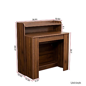 Expandable Dining Table with Storage, Rectangular Wood Dining Table, Modern Extendable Table for Kitchen, Bedroom, Living Room (Walnut)