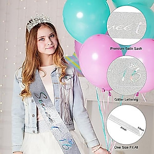KICOSY Sweet 16 Tiara Sweet 16 Sash and Tiara Set Birthday Tiara Birthday Crowns for Women Sweet 16 Crown Sweet Sixteen Birthday Sash Sweet 16 Birthday Decorations 16th Birthday Decorations for Girls