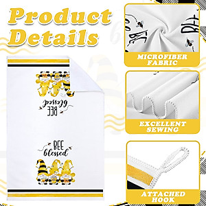 Geyoga 6 Pieces Sunflower Kitchen Towels Set Bee Dish Hand Towel Buffalo Plaid Gnome Tea Towels for Spring Kitchen Bathroom Home Decor,16 x 24 Inch(Orange, Sunflower)