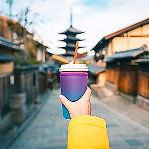 3 Pack Reusable Coffee Sleeves - Tall/Grande, Venti, Trenta - P.LOTOR Soft Cups - Iced Coffee Cozy Insulator - Neoprene Holder for Dunkin Donuts Coffee, McDonalds Coffee, Mccafe Coffee