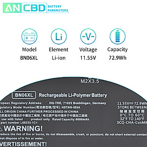 ANCBD BN06XL Laptop Battery for HP Spectre X360 15-eb000 15-eb1083NR 15-eb0000NS 15-eb1005TU 15-eb0003TX 15-eb0004TX 15-eb0007TX Series BNO6XL BN06072XL L68235-1C1 HSTNN-IB9A 68299-0055 11.55V/72.9Wh.