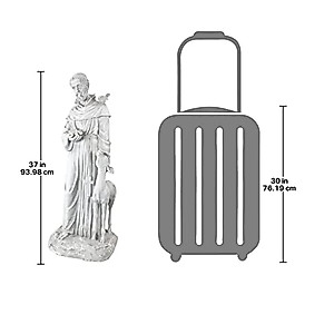 Design Toscano KY1336 Francis of Assisi, Patron Saint of Animals Religious Garden Decor Statue, 26 inch, 37 Inch, Antique Stone