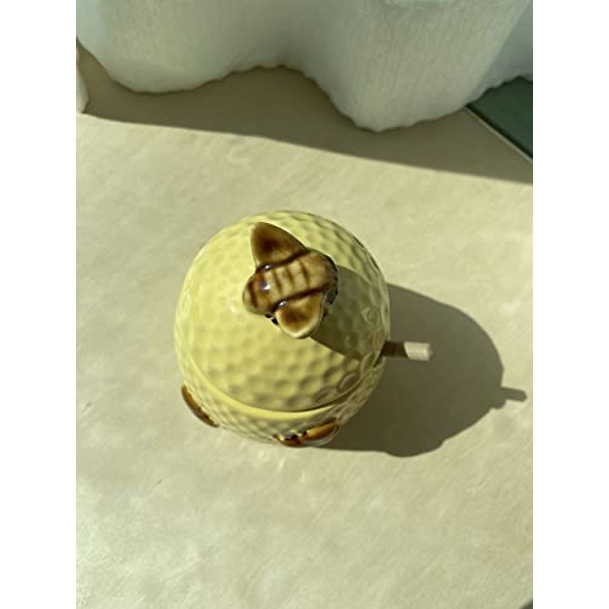 heart & home Ceramic Honey Jar with Dipper 14 oz, Honey Pot with Lid and Wood Dipper, Yellow