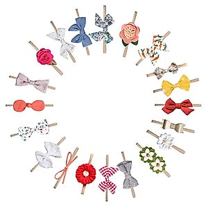 MEISO Baby Headbands, 20 Pcs Baby Girl Headbands and Bows flower, Nylon Hairbands, Newborn Hair Bow Elastics, Newborn Infant Toddler Hair Accessories Gifts