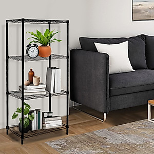 GIA Home Series 4 Tier Wire Shelving Unit Standing Storage Metal Shelves for Kitchen&Bathroom,Set of 1,Black