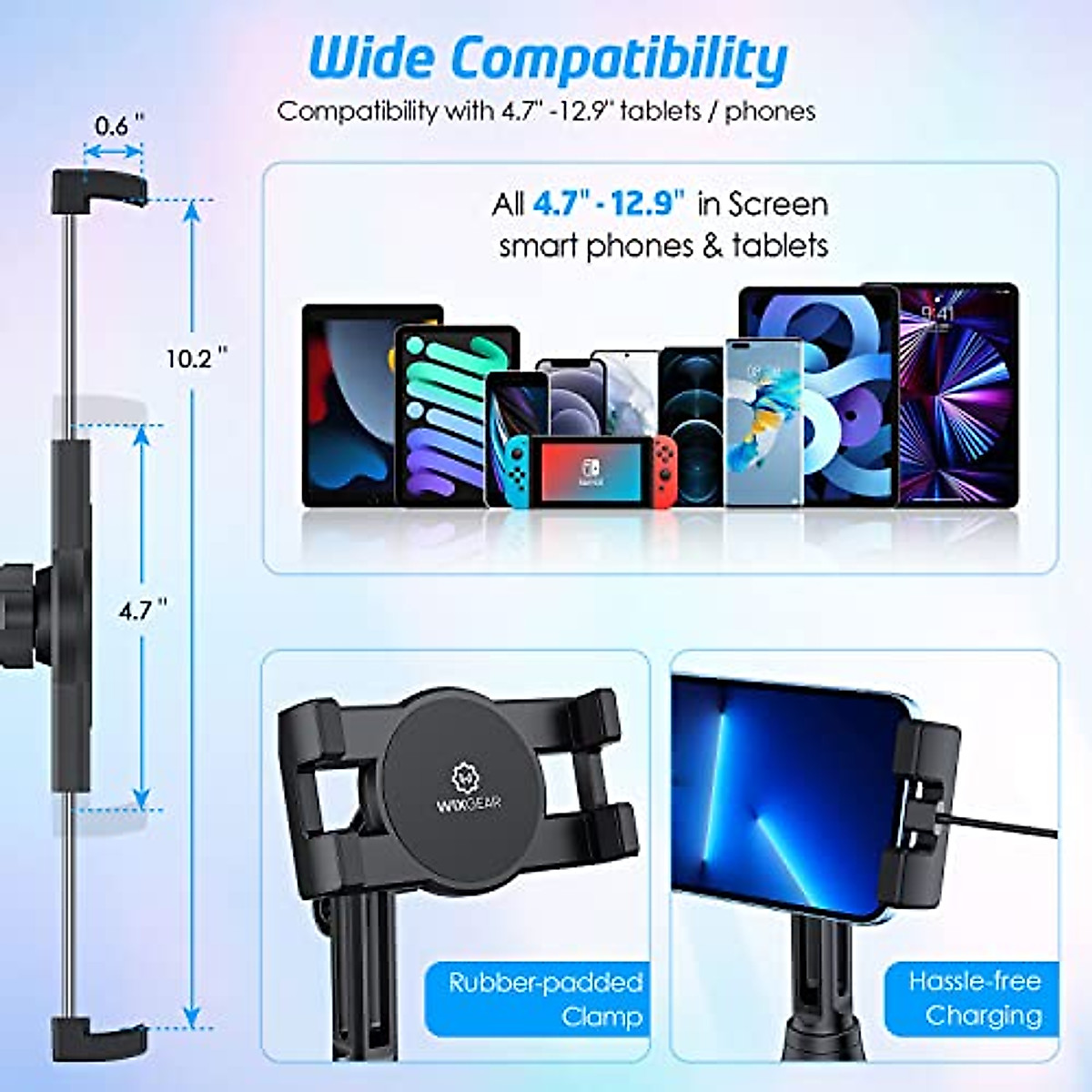 WixGear Cup Tablets Holder for Car, Car Cup Holder Tablet and Phone Mount Adjustable Automobile Cup Holder Smart Phone Cradle Car Mount (New & Sturdy Design)